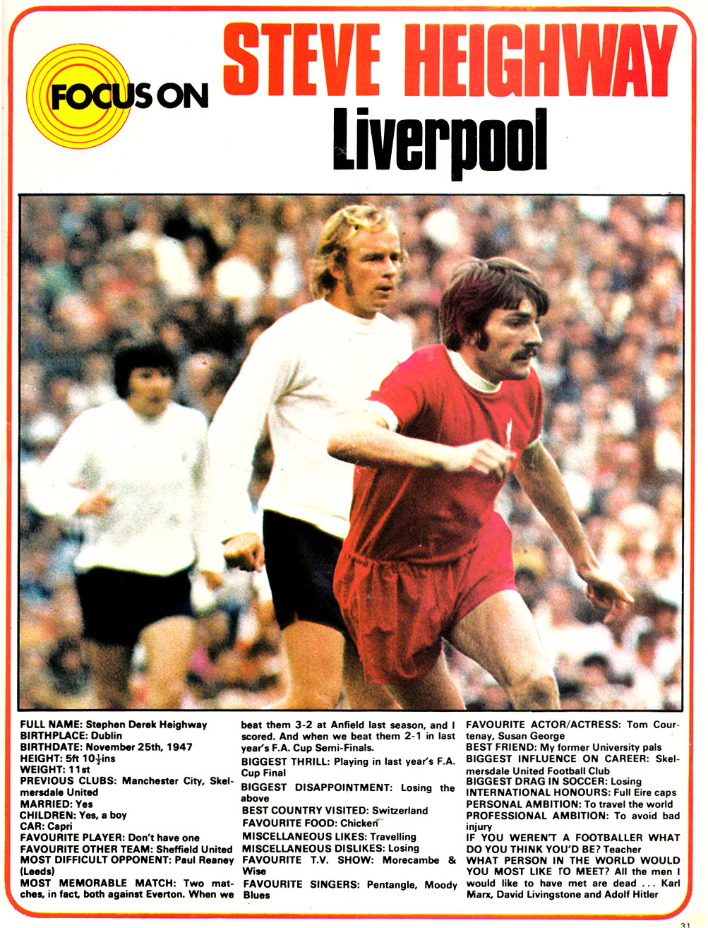 Liverpool career stats for Steve Heighway - LFChistory - Stats galore ...