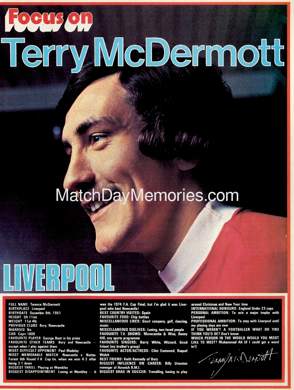 Liverpool career stats for Terry McDermott - LFChistory - Stats galore ...