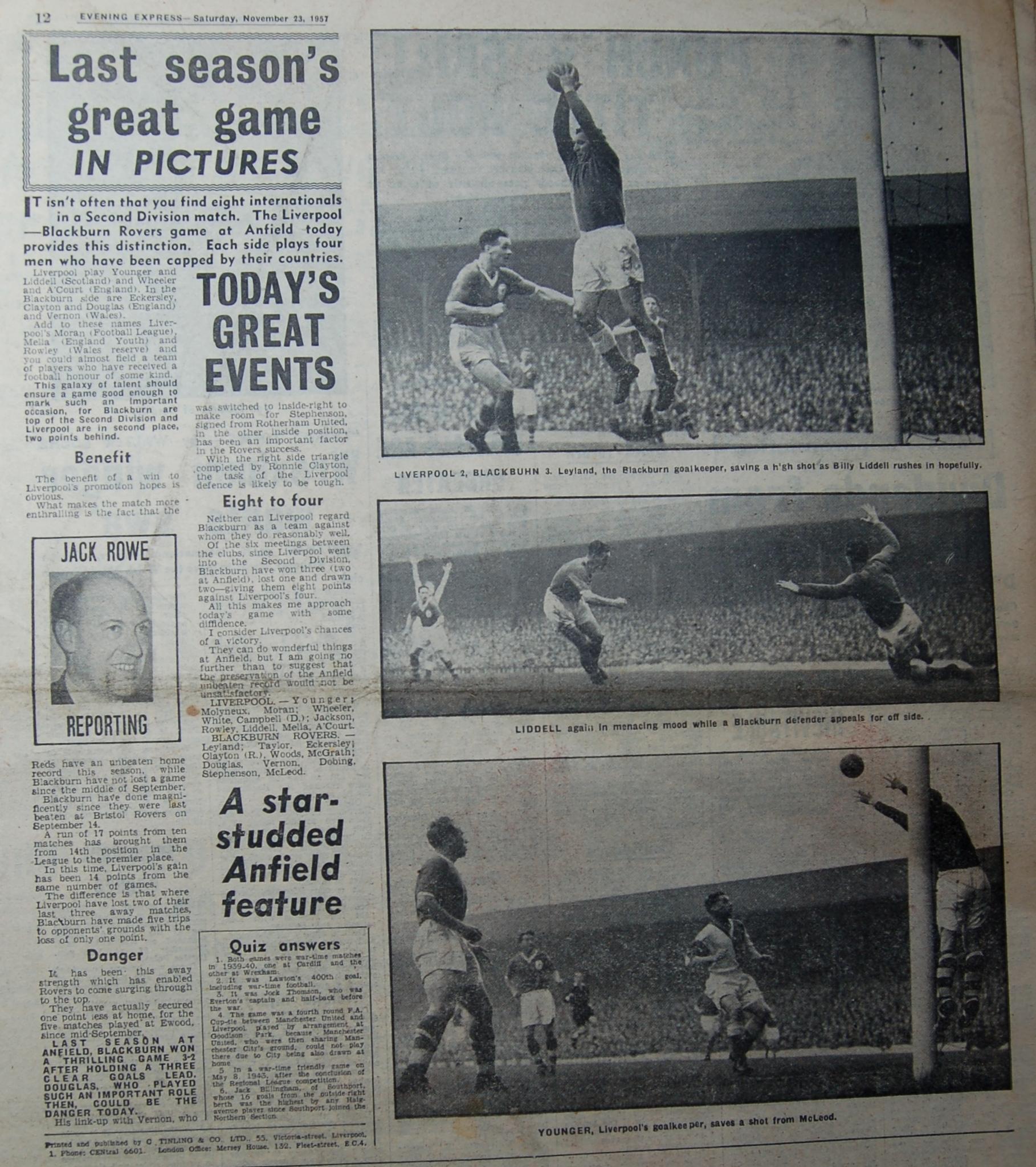 Matchdetails from Liverpool - Blackburn Rovers played on Saturday 23 ...