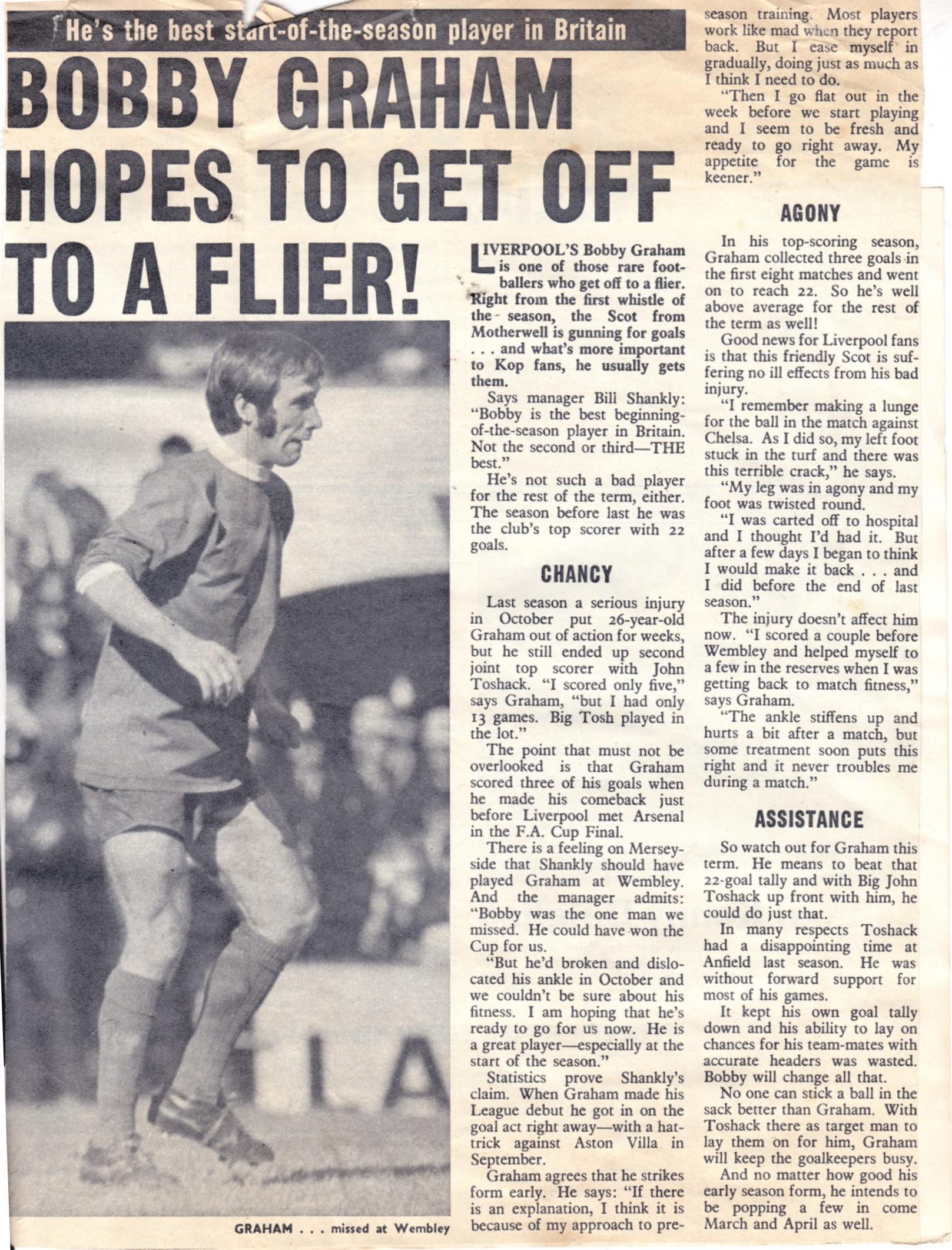 Liverpool career stats for Bobby Graham - LFChistory - Stats galore for ...