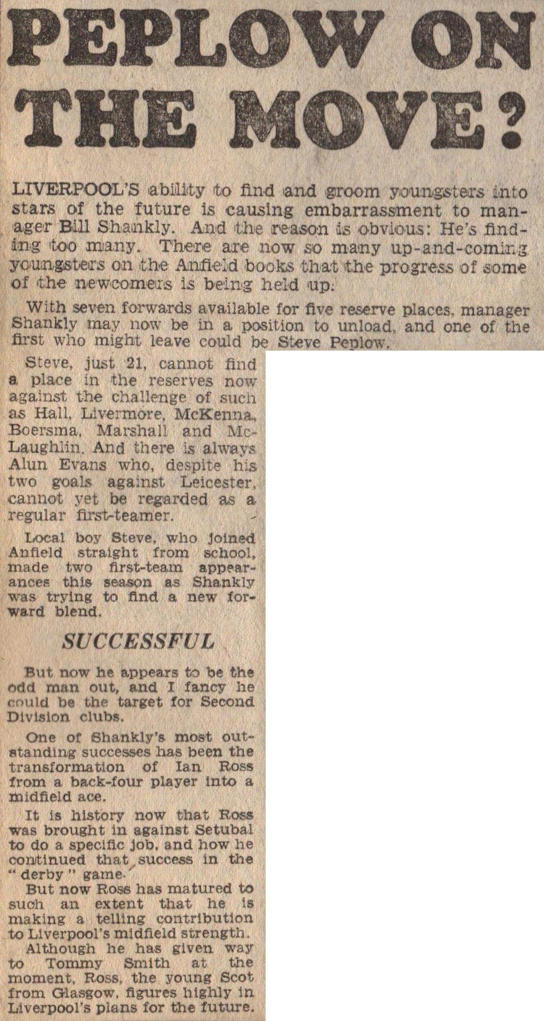 Liverpool career stats for Steve Peplow - LFChistory - Stats galore for ...