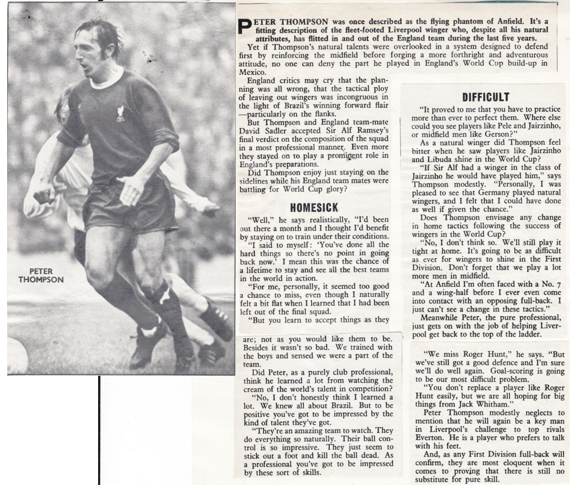 Liverpool career stats for Peter Thompson - LFChistory - Stats galore ...