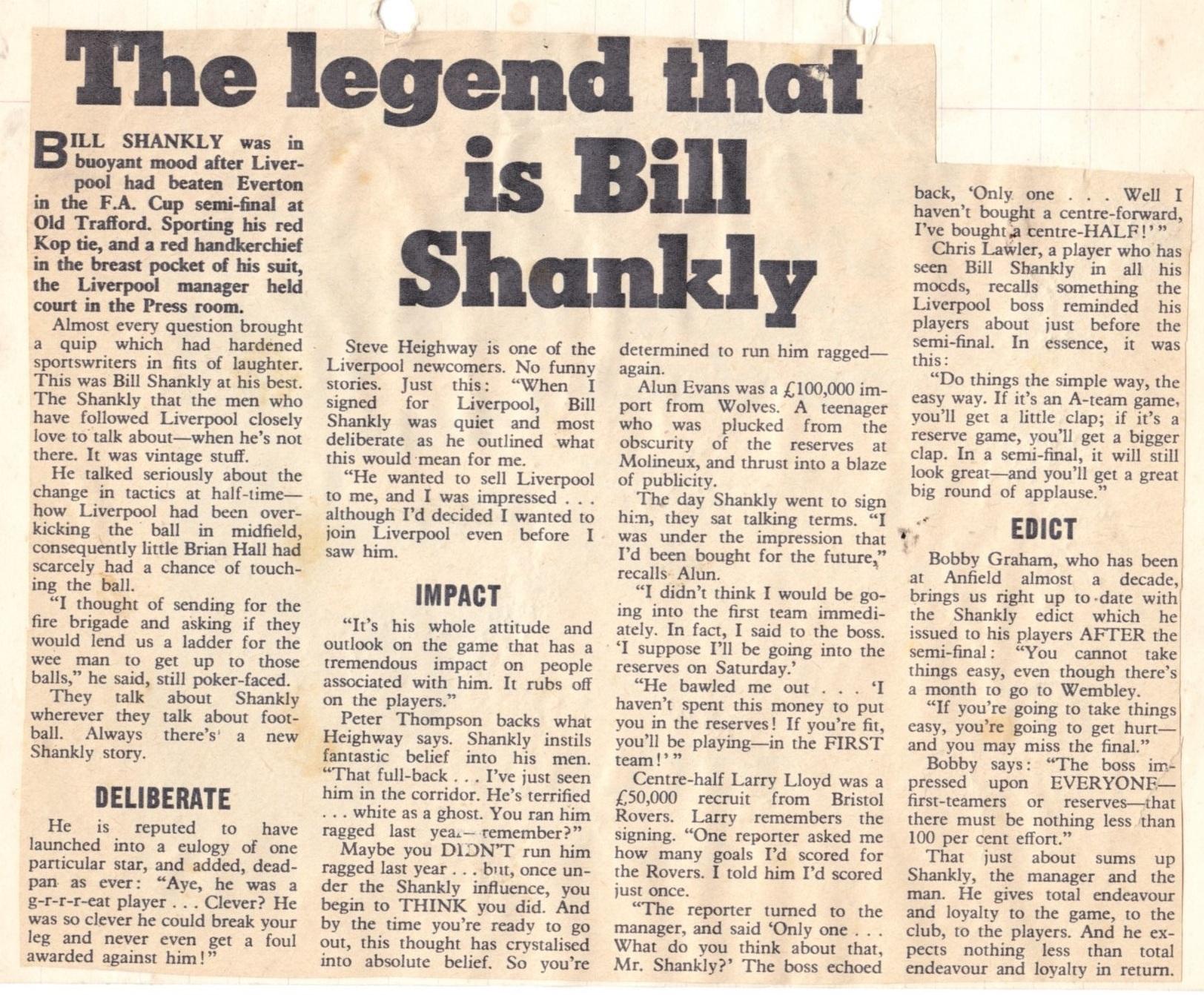 Bill Shankly - LFChistory - Stats galore for Liverpool FC!