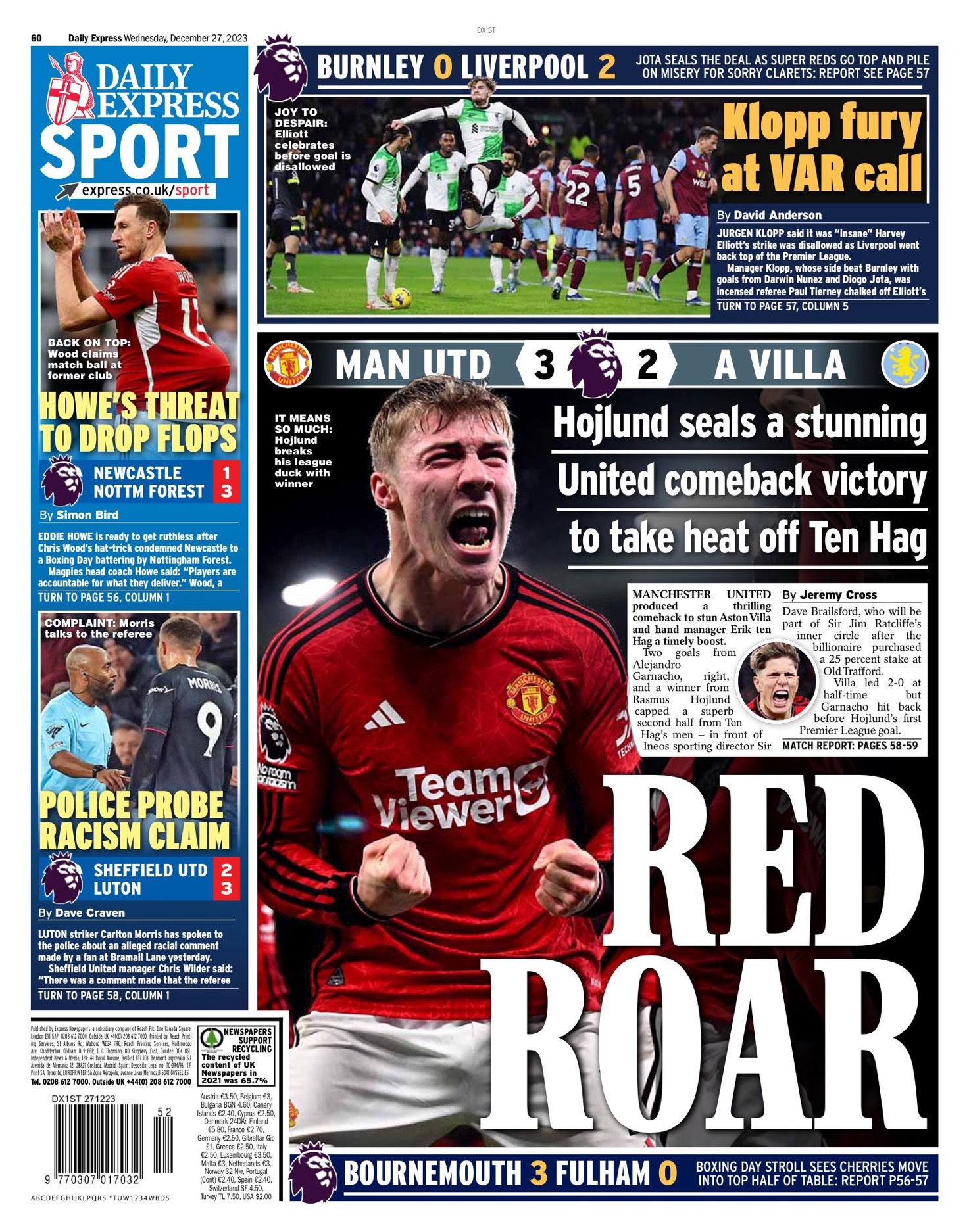 Matchdetails from Burnley - Liverpool played on Tuesday 26 December ...