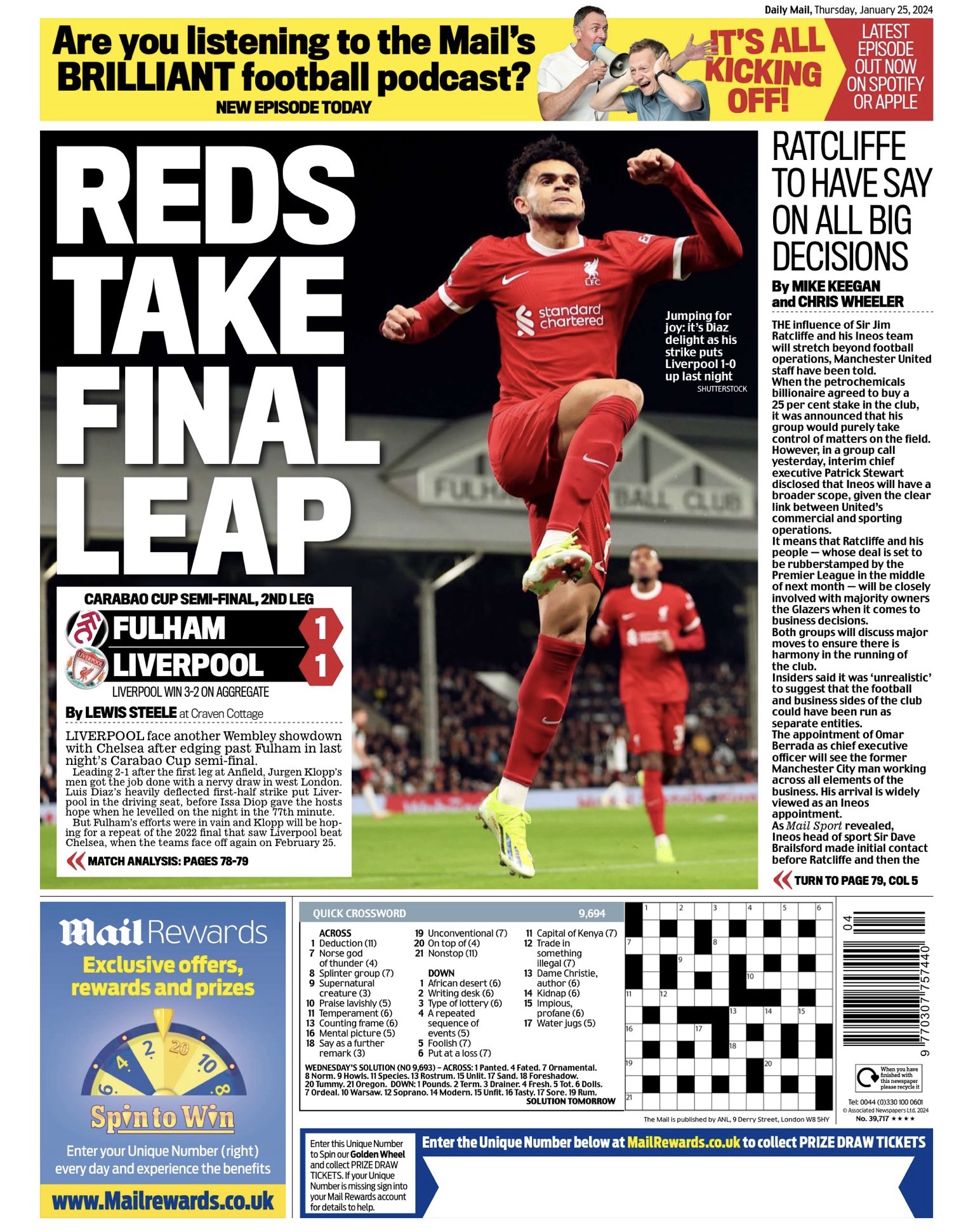 Matchdetails from Fulham - Liverpool played on Wednesday 24 January ...