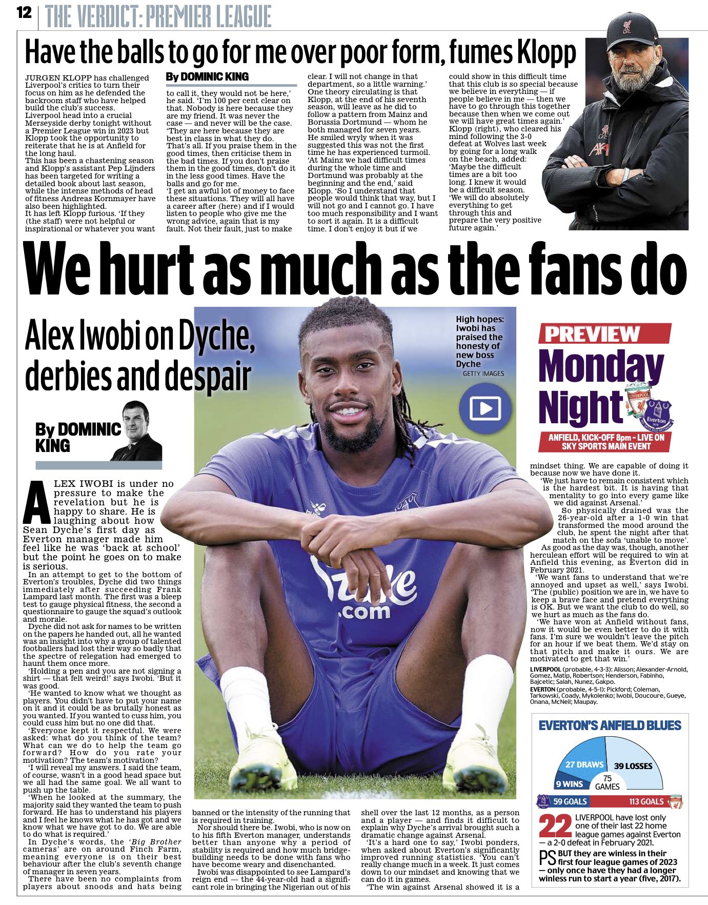 Matchdetails from Liverpool - Everton played on Monday 13 February 2023 ...