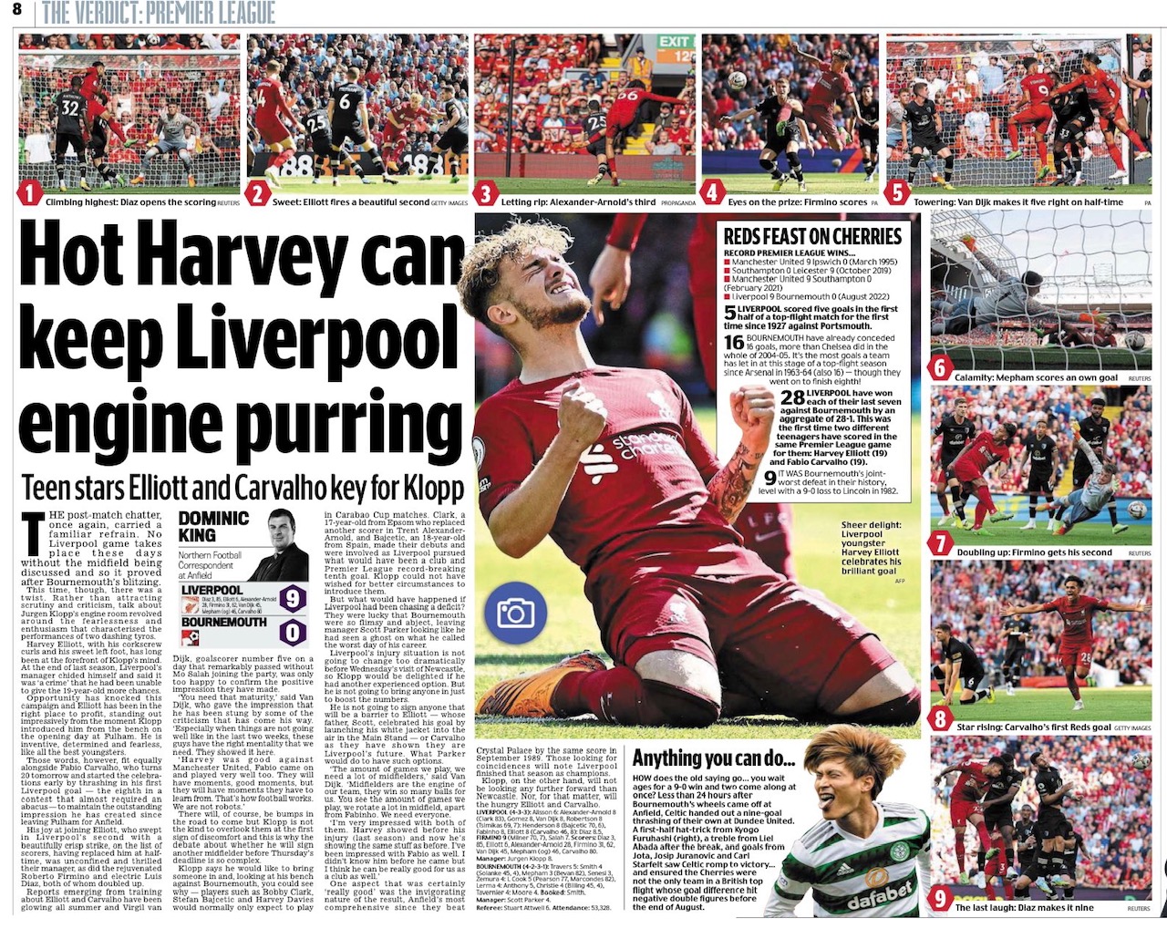 Matchdetails from Liverpool - Bournemouth played on Saturday 27 August ...