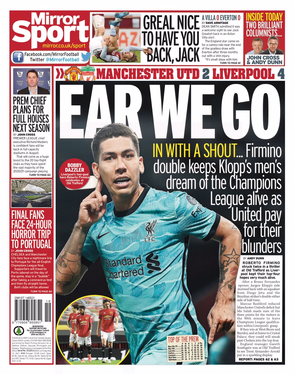 Matchdetails from Manchester United - Liverpool played on Thursday 13 ...