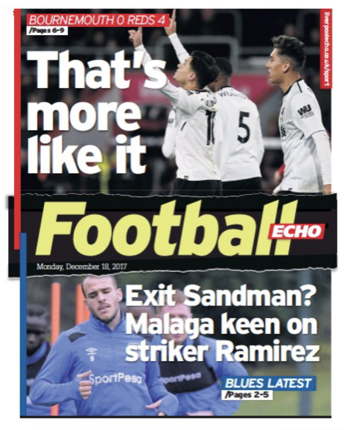 Matchdetails from Bournemouth - Liverpool played on Sunday 17 December ...