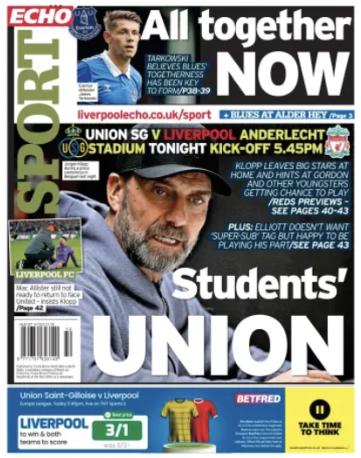 Matchdetails from Union SG - Liverpool played on Thursday 14 December ...