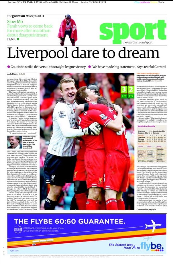 Matchdetails from Liverpool - Manchester City played on Sunday 13 April ...