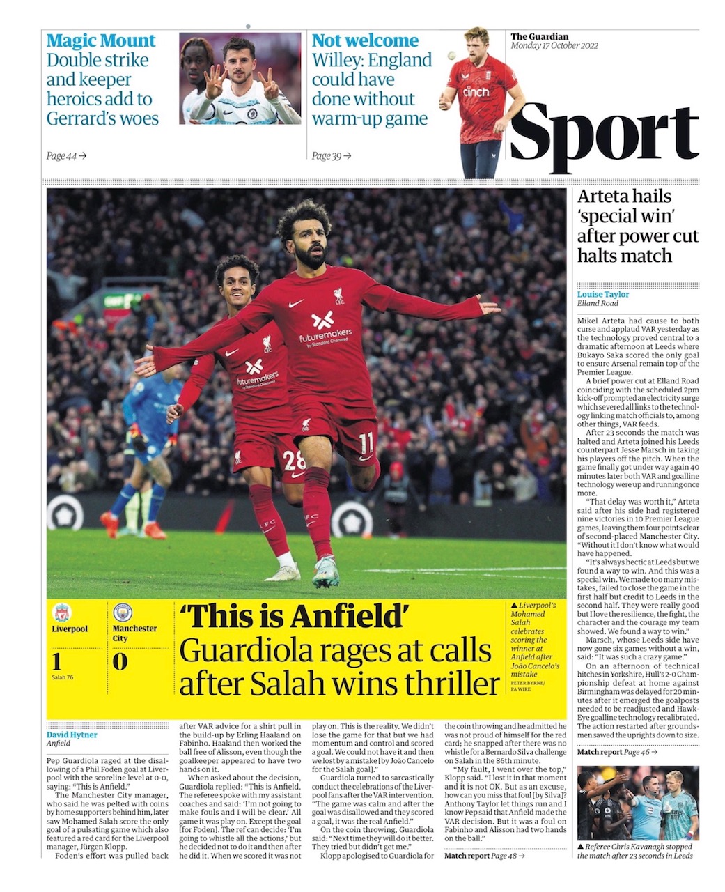 Matchdetails from Liverpool - Manchester City played on Sunday 16 ...