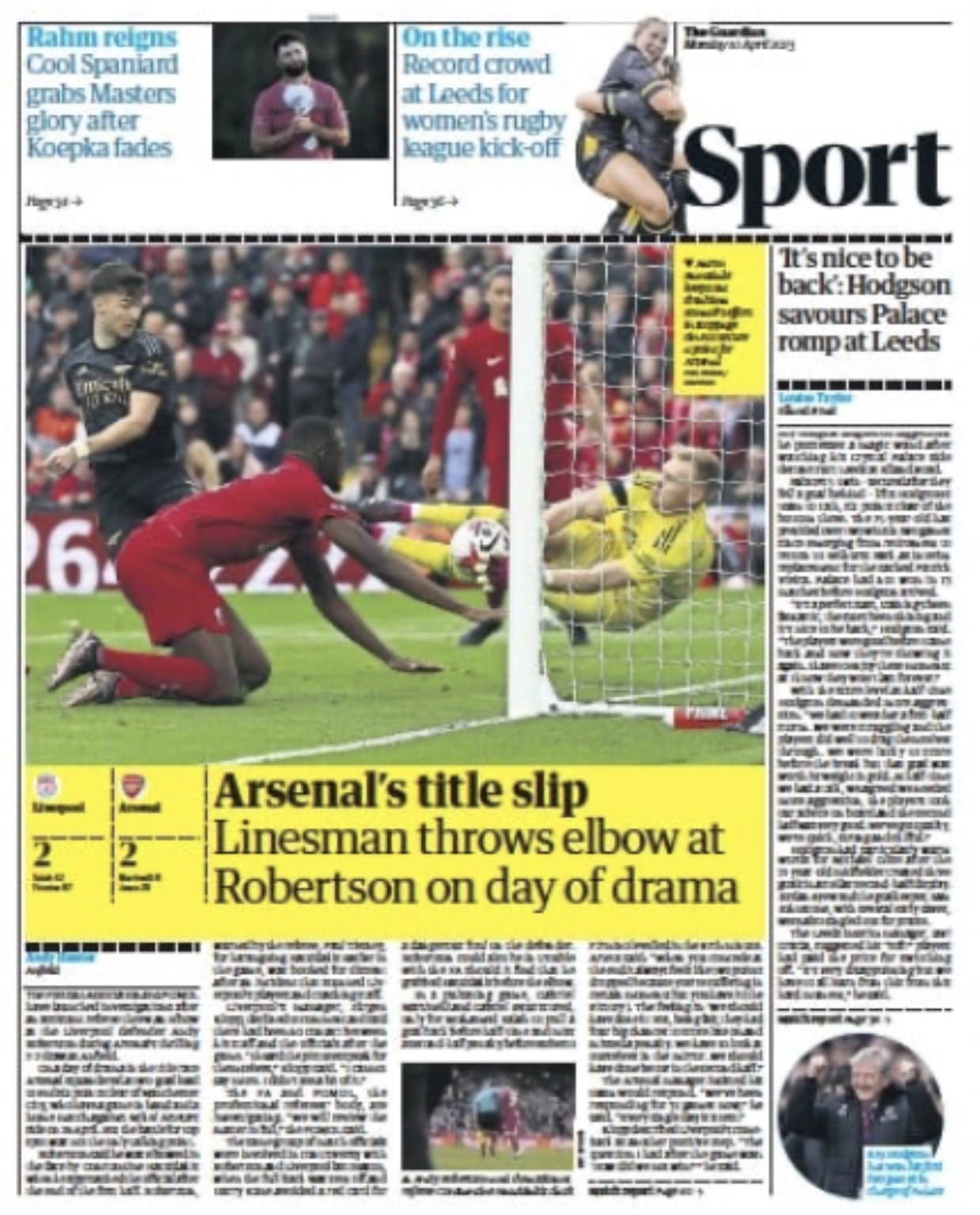 Matchdetails from Liverpool - Arsenal played on Sunday 9 April 2023 ...