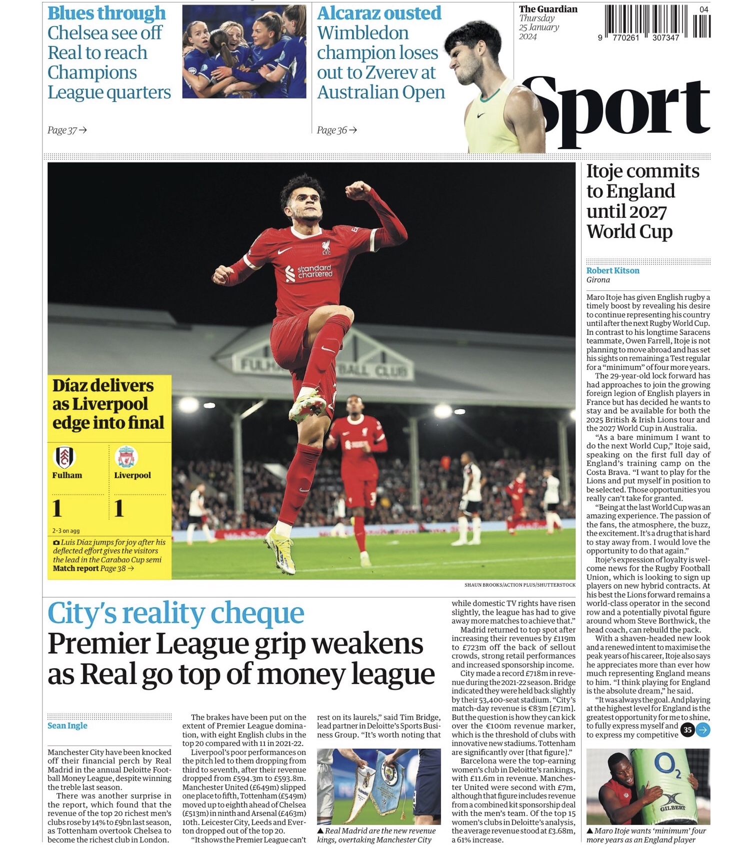 Matchdetails from Fulham - Liverpool played on Wednesday 24 January ...