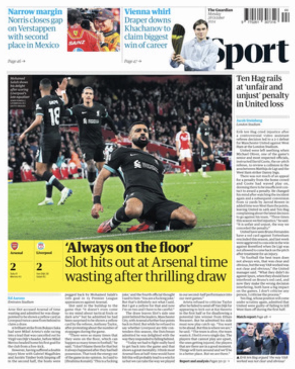 Matchdetails from Arsenal - Liverpool played on Sunday 27 October 2024 ...