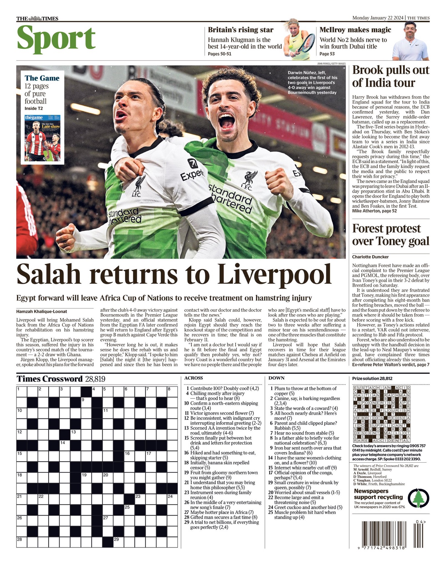 Matchdetails from Bournemouth - Liverpool played on Sunday 21 January ...