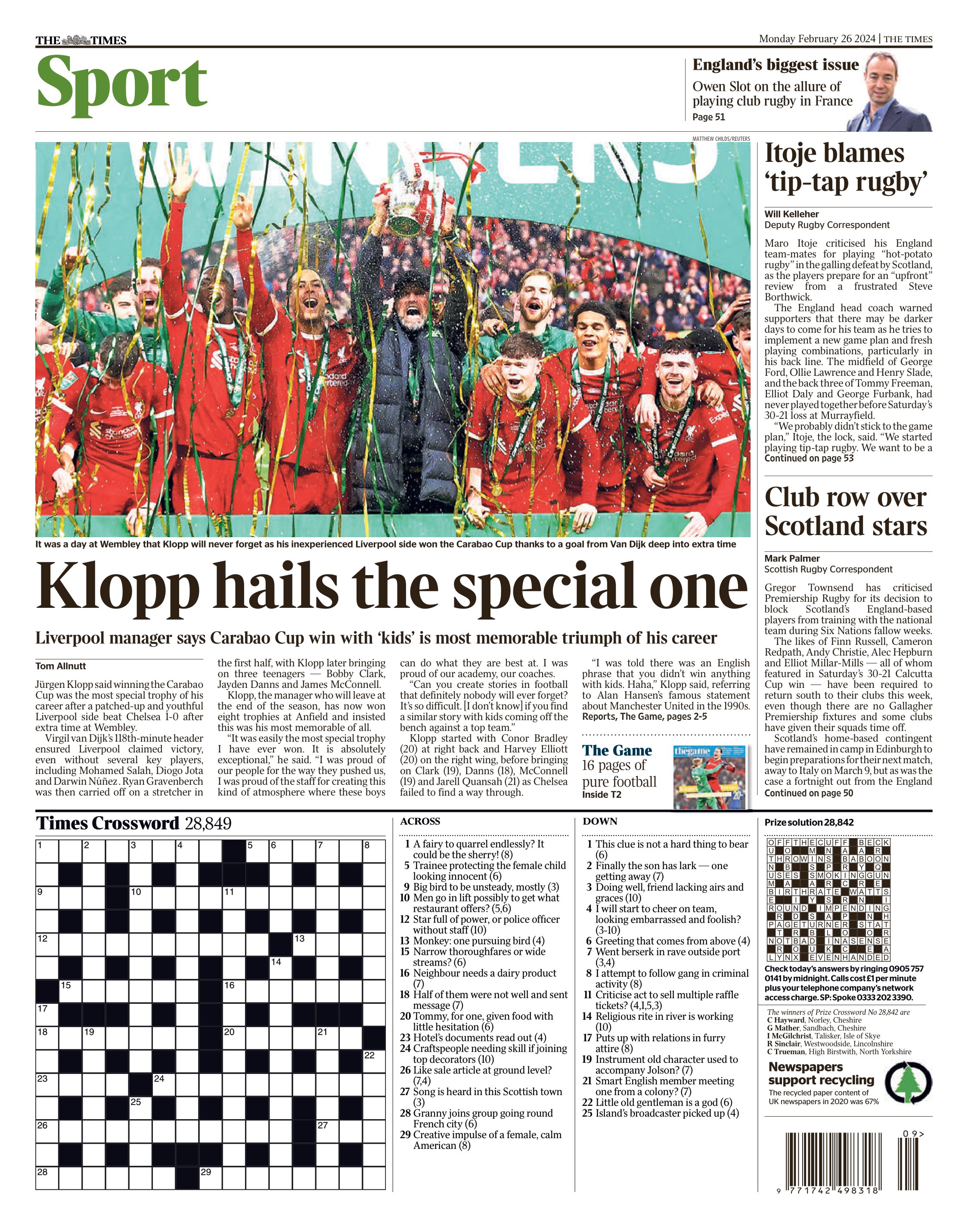 Matchdetails from Chelsea - Liverpool played on Sunday 25 February 2024 ...