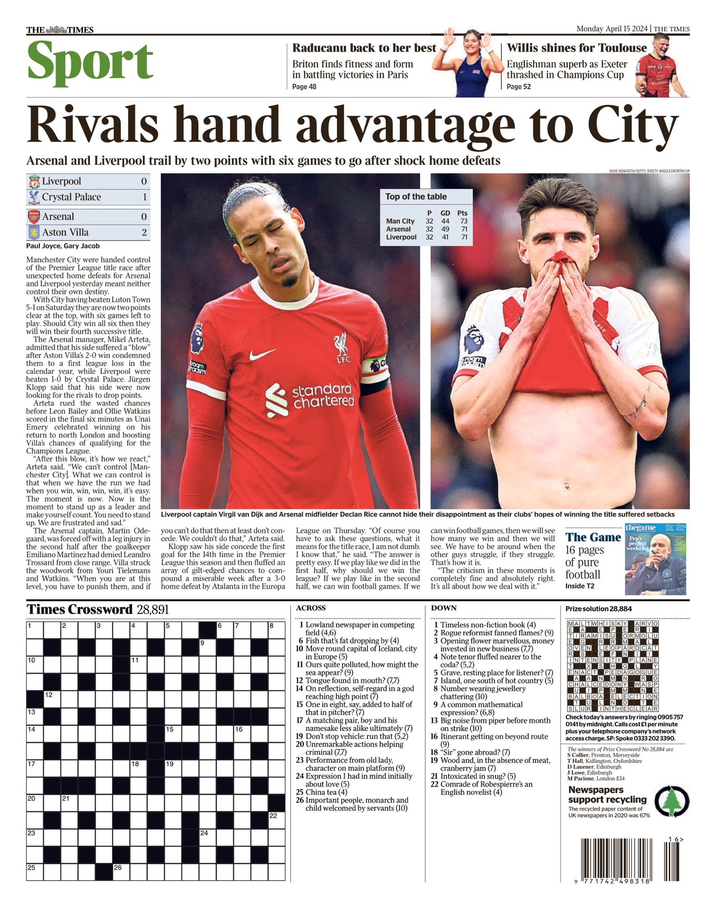 Matchdetails from Liverpool - Crystal Palace played on Sunday 14 April ...