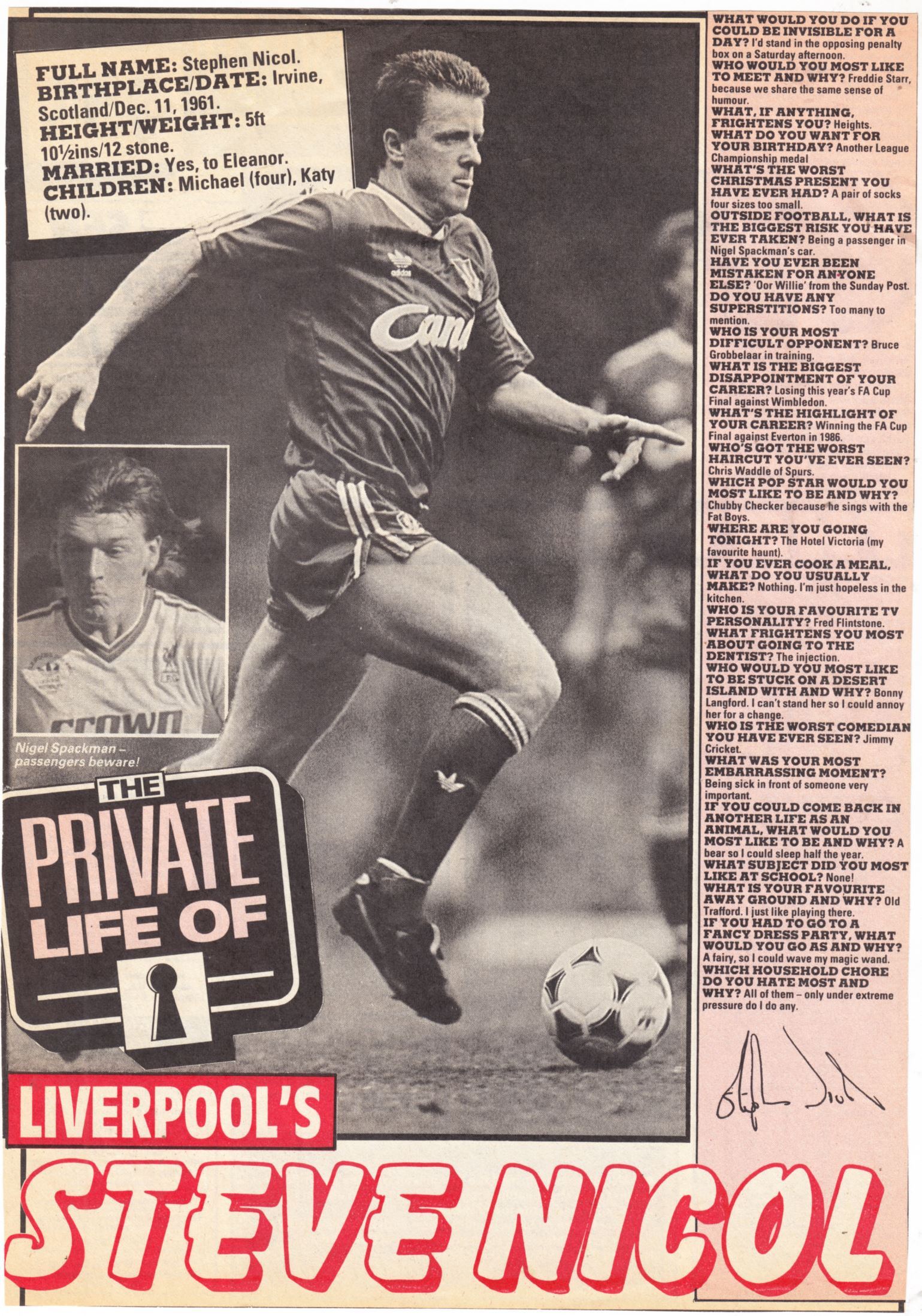 Liverpool career stats for Steve Nicol - LFChistory - Stats galore for ...
