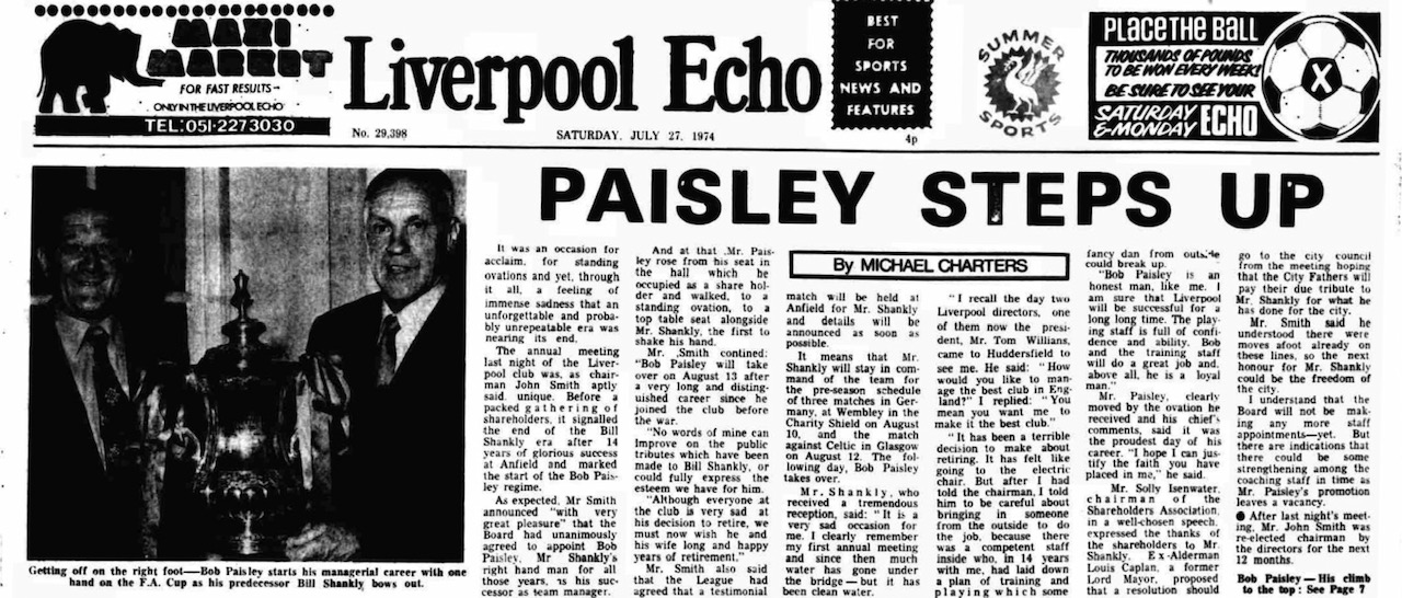 Bob Paisley - LFChistory - Stats galore for Liverpool FC!