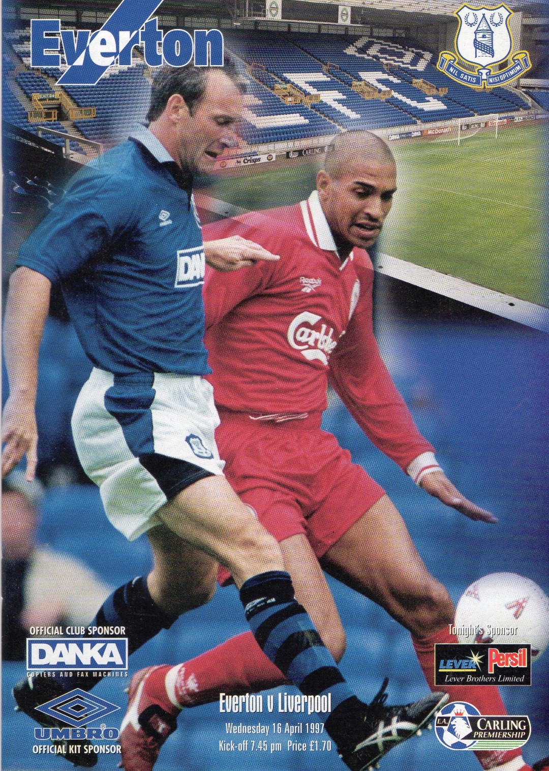 Matchdetails from Everton - Liverpool played on Wednesday 16 April 1997 ...