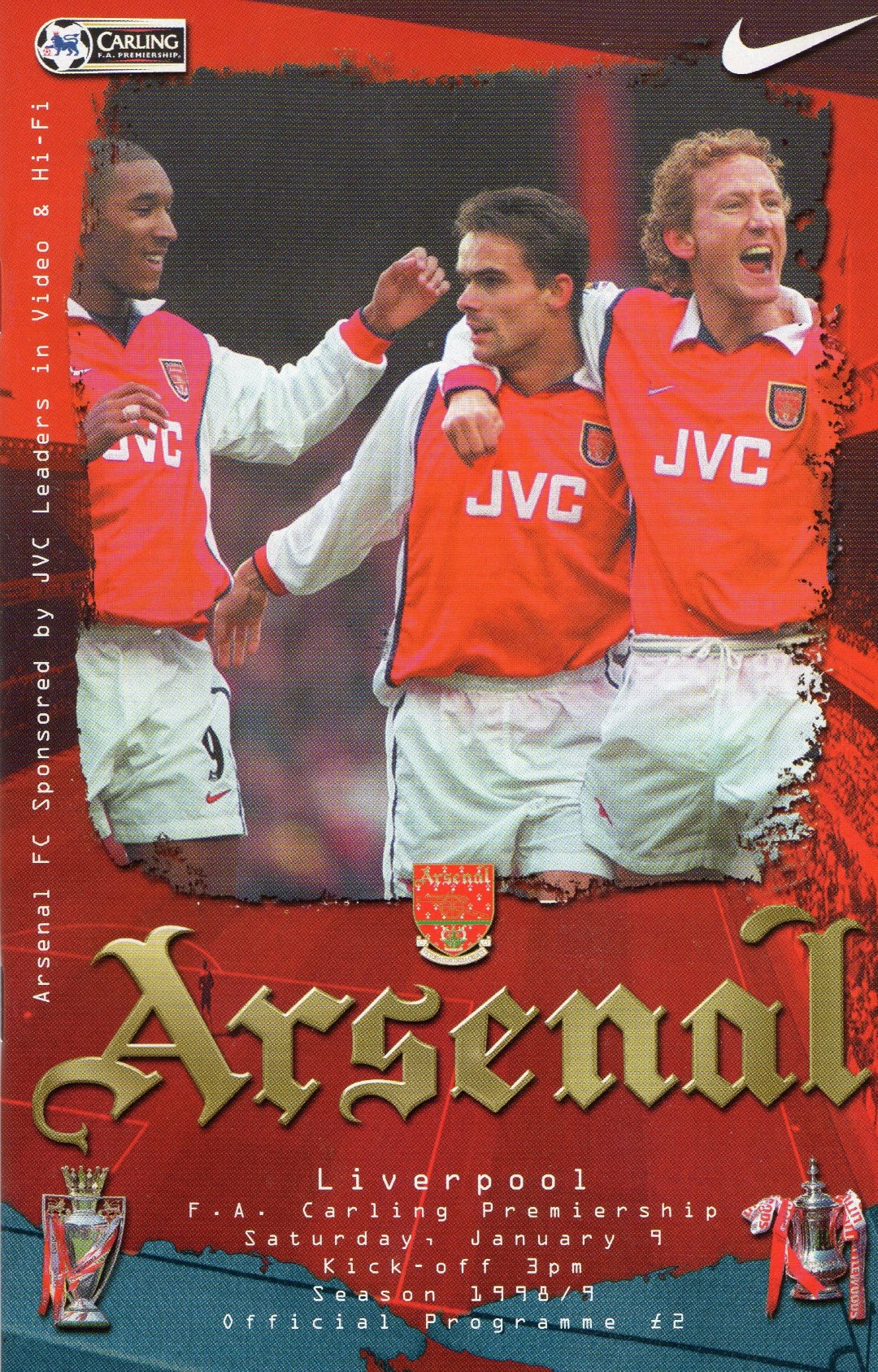 Matchdetails from Arsenal - Liverpool played on Saturday 9 January 1999 ...
