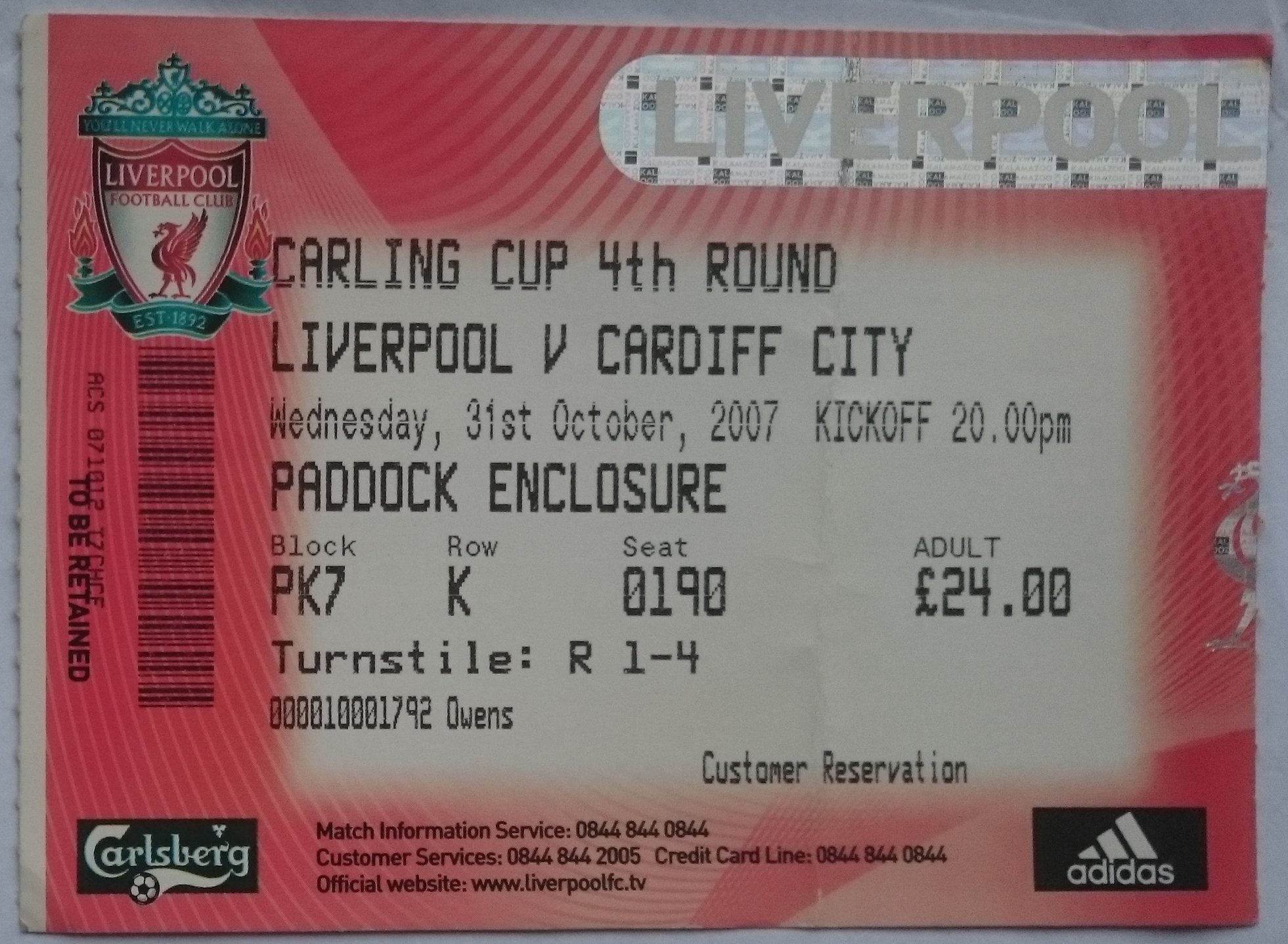 Matchdetails from Liverpool - Cardiff City played on Wednesday 31 ...