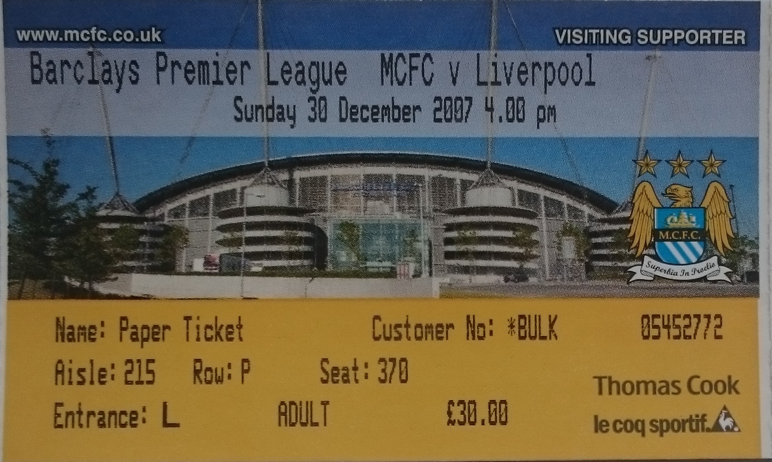 Matchdetails from Manchester City - Liverpool played on Sunday 30 ...