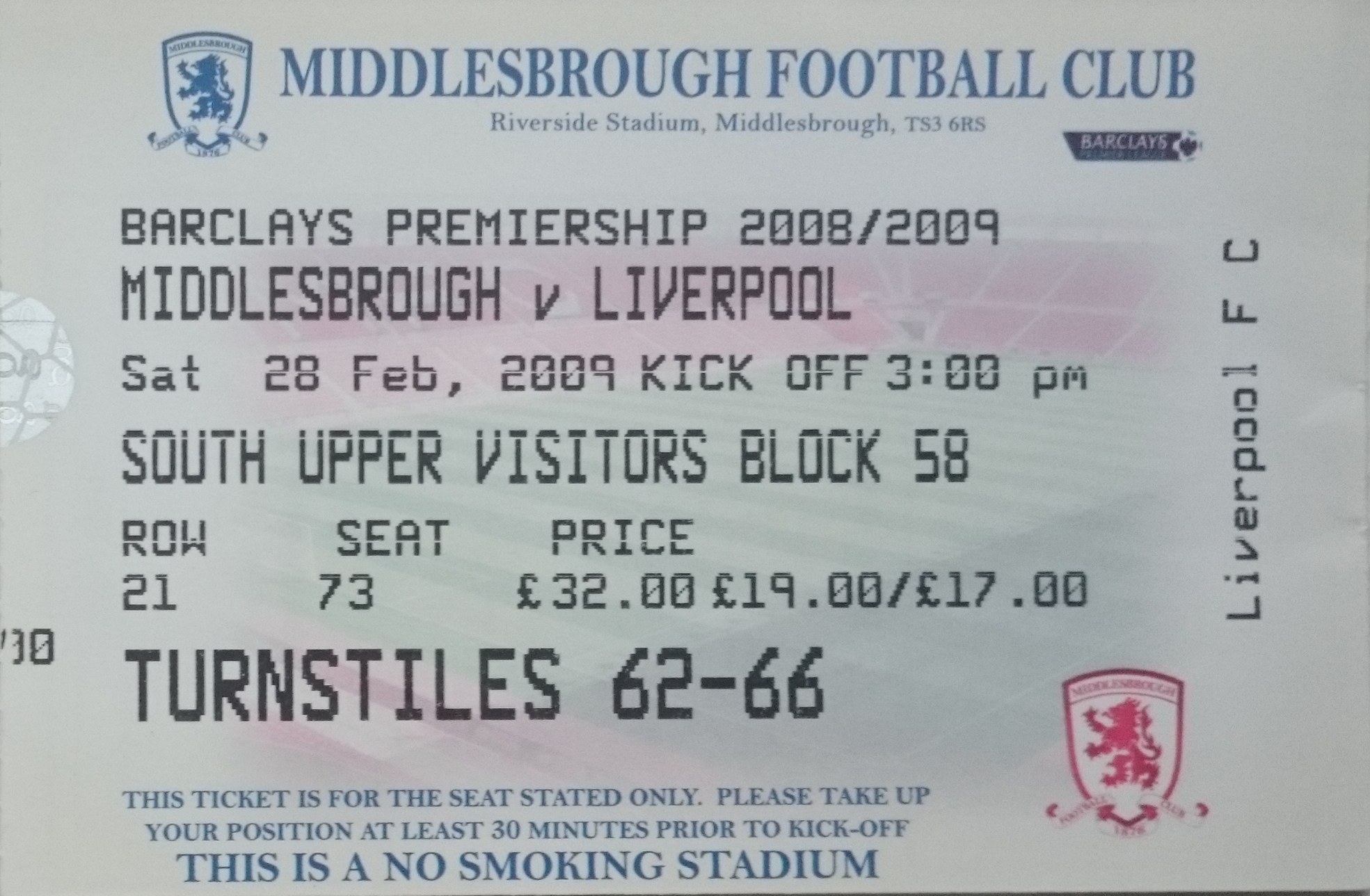 Matchdetails from Middlesbrough - Liverpool played on Saturday 28 ...