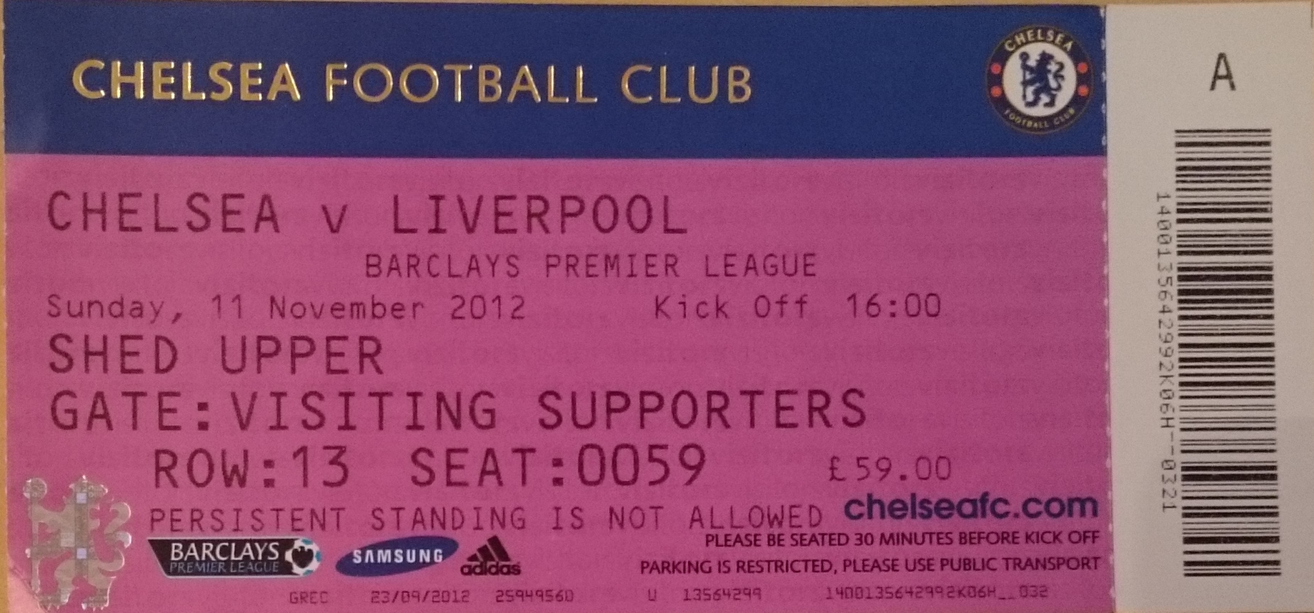 Matchdetails from Chelsea - Liverpool played on Sunday 11 November 2012 ...